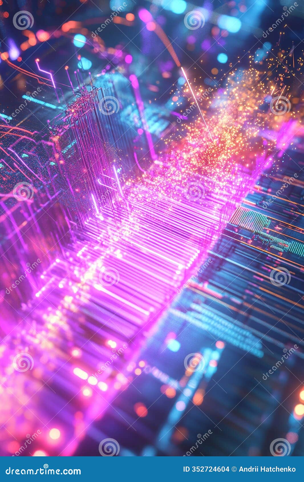 Cutting Edge Quantum Computer Core Processing Visualization Featuring