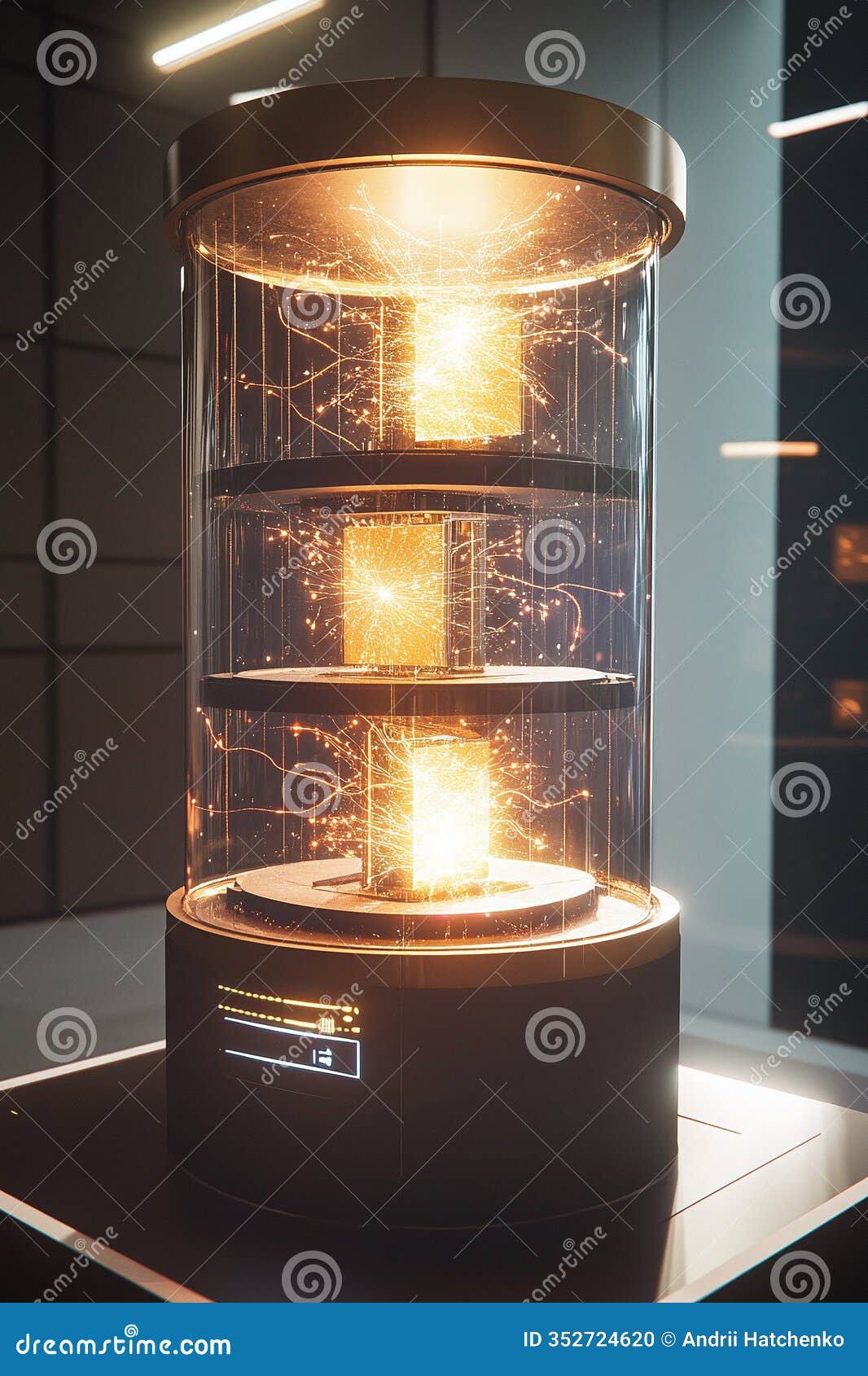 Cutting-edge Quantum Computer Core Processing Visualization Featuring Multiple Quantum ...