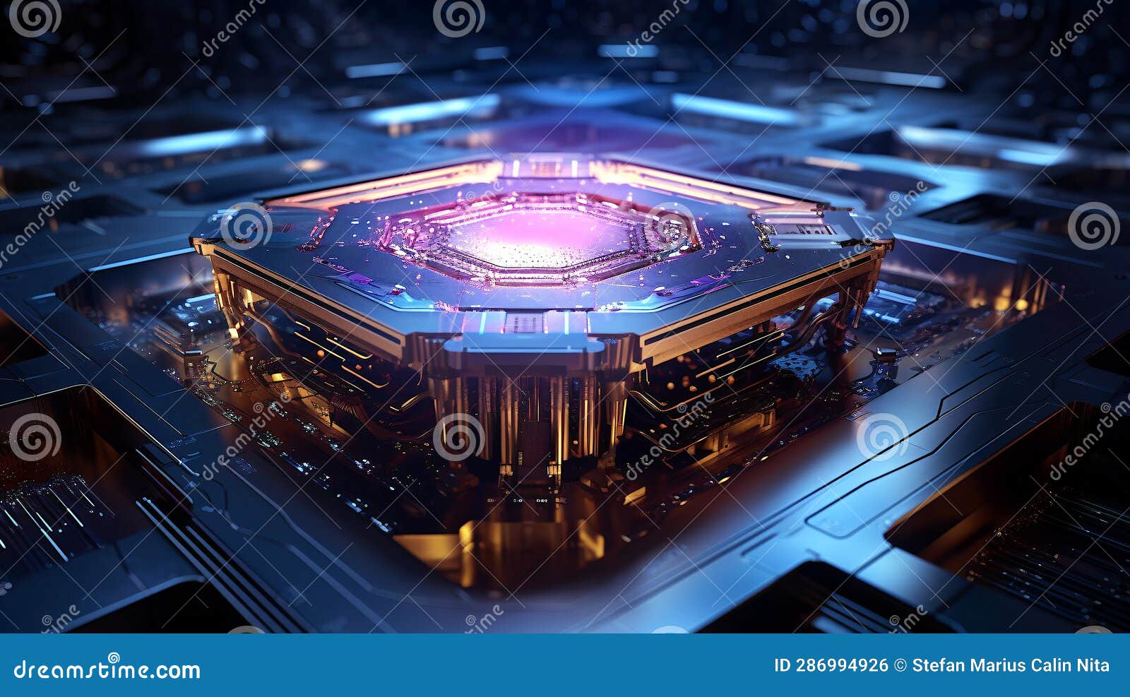 Revolutionary Quantum Computing Device with Breathtaking Architecture. Computing Power Concept ...
