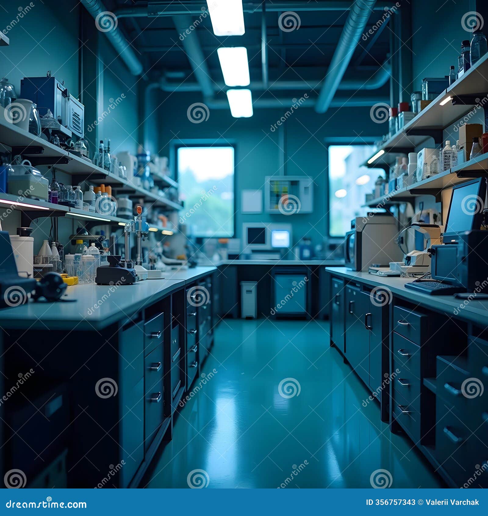 Cutting-Edge Science Lab Advanced Equipment in Dim Light Stock ...