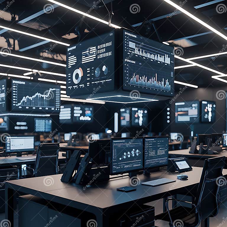 Cutting-Edge Technology Command Center with Interactive Data and Global ...