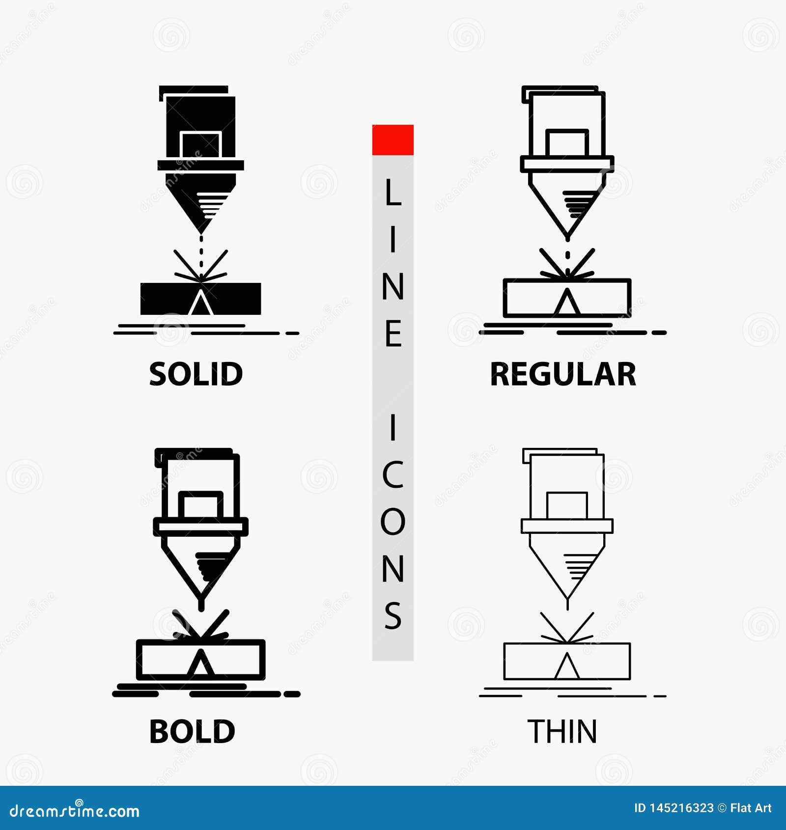 Cutting, Engineering, Fabrication, Laser, Steel Glyph Icon On ...