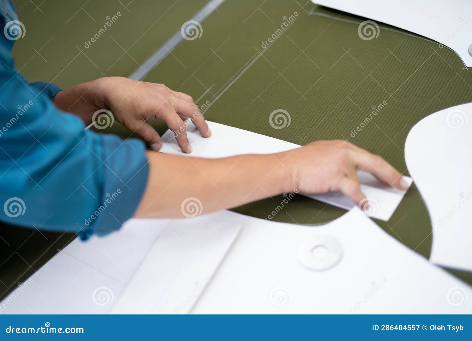 Cutting of Fabrics Cut in Production for Sewing Clothes Stock Image ...