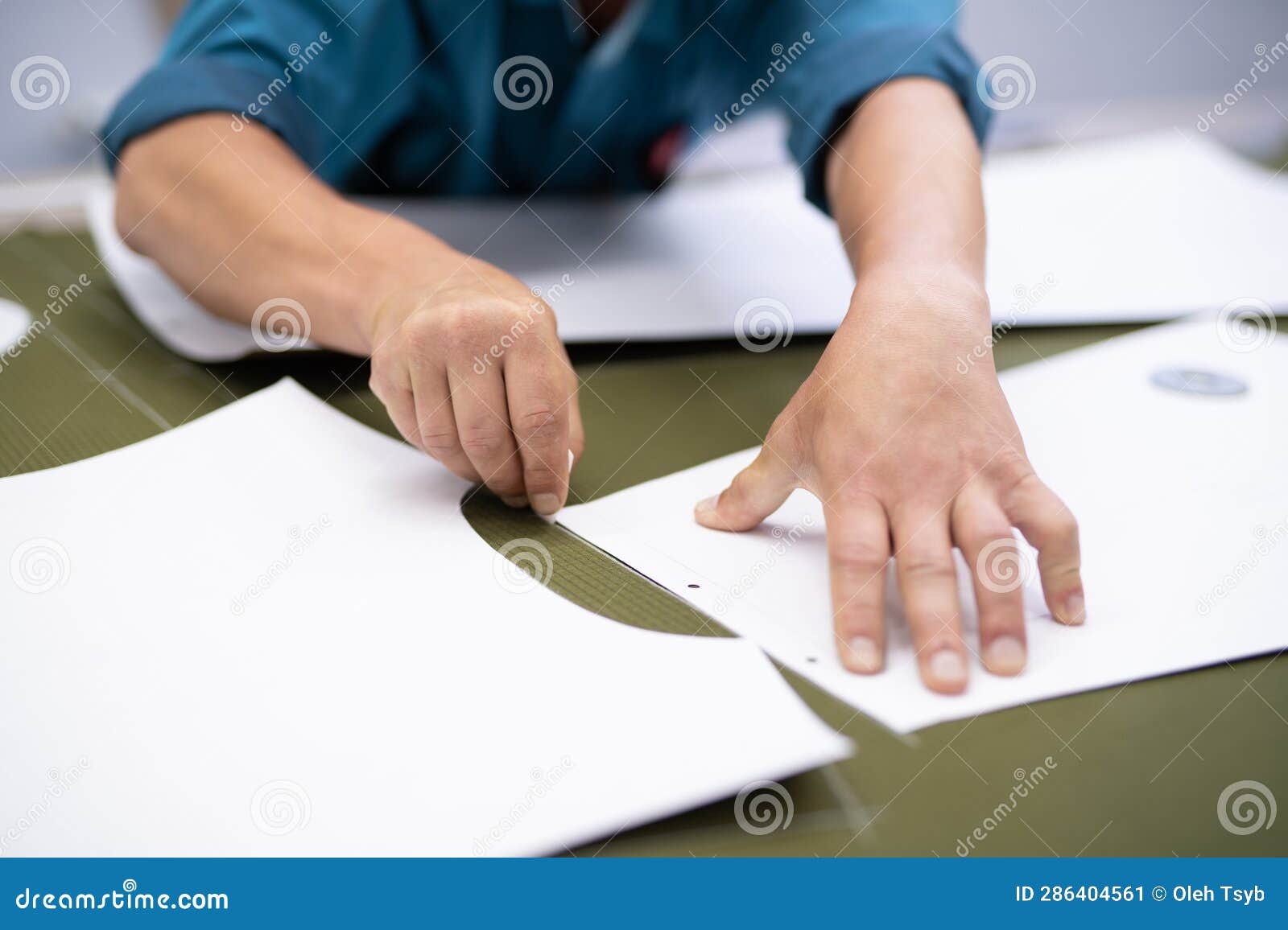 Cutting of Fabrics Cut in Production for Sewing Clothes Stock Image ...