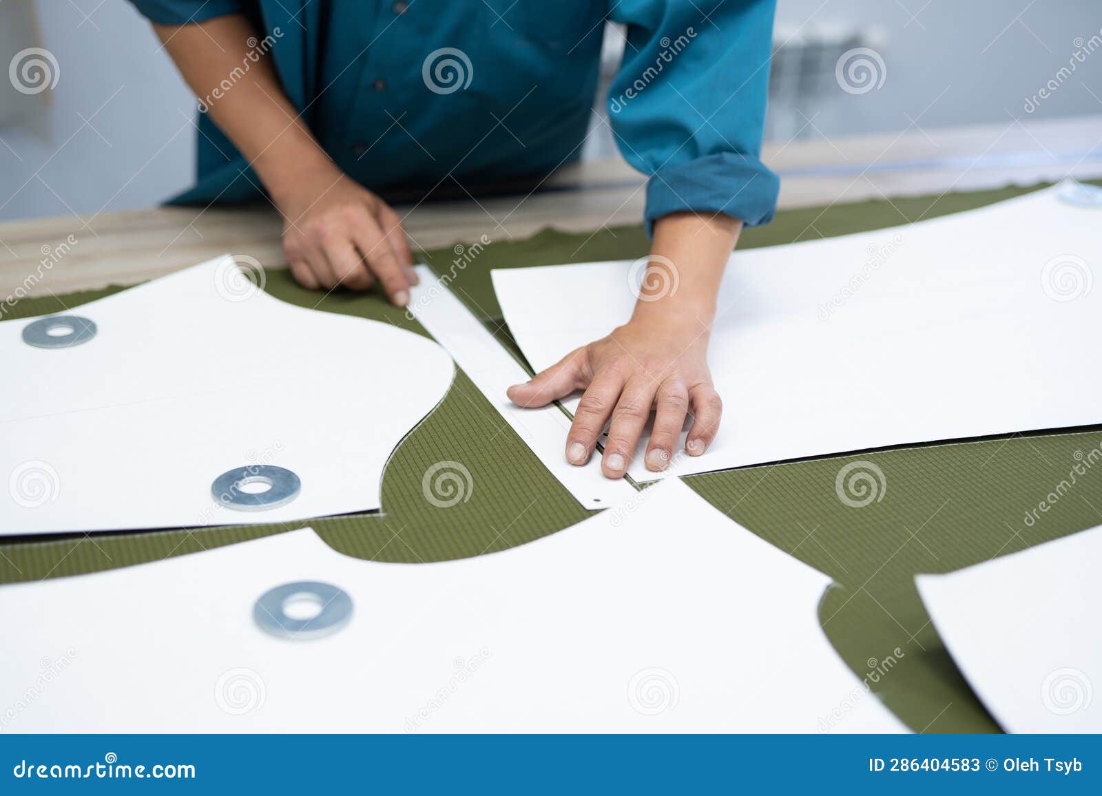 Cutting of Fabrics Cut in Production for Sewing Clothes Stock Image ...
