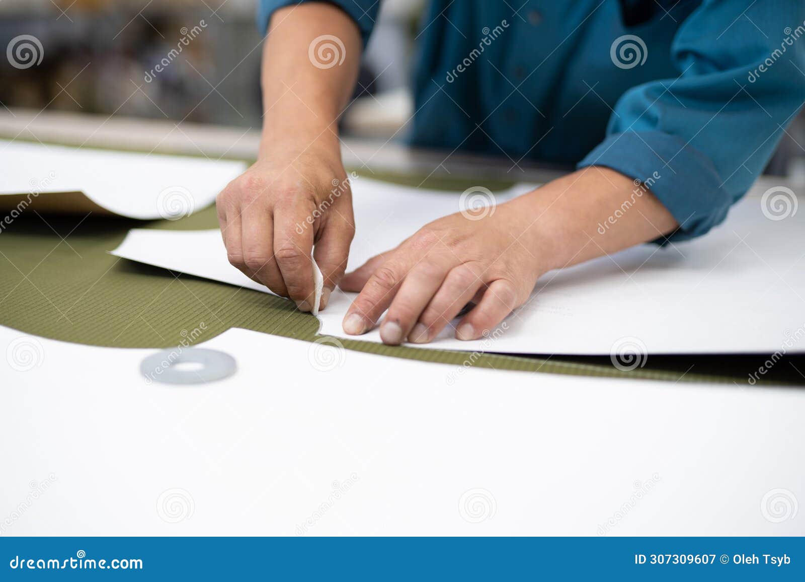 Cutting of Fabrics Cut in Production for Sewing Clothes Stock Image ...