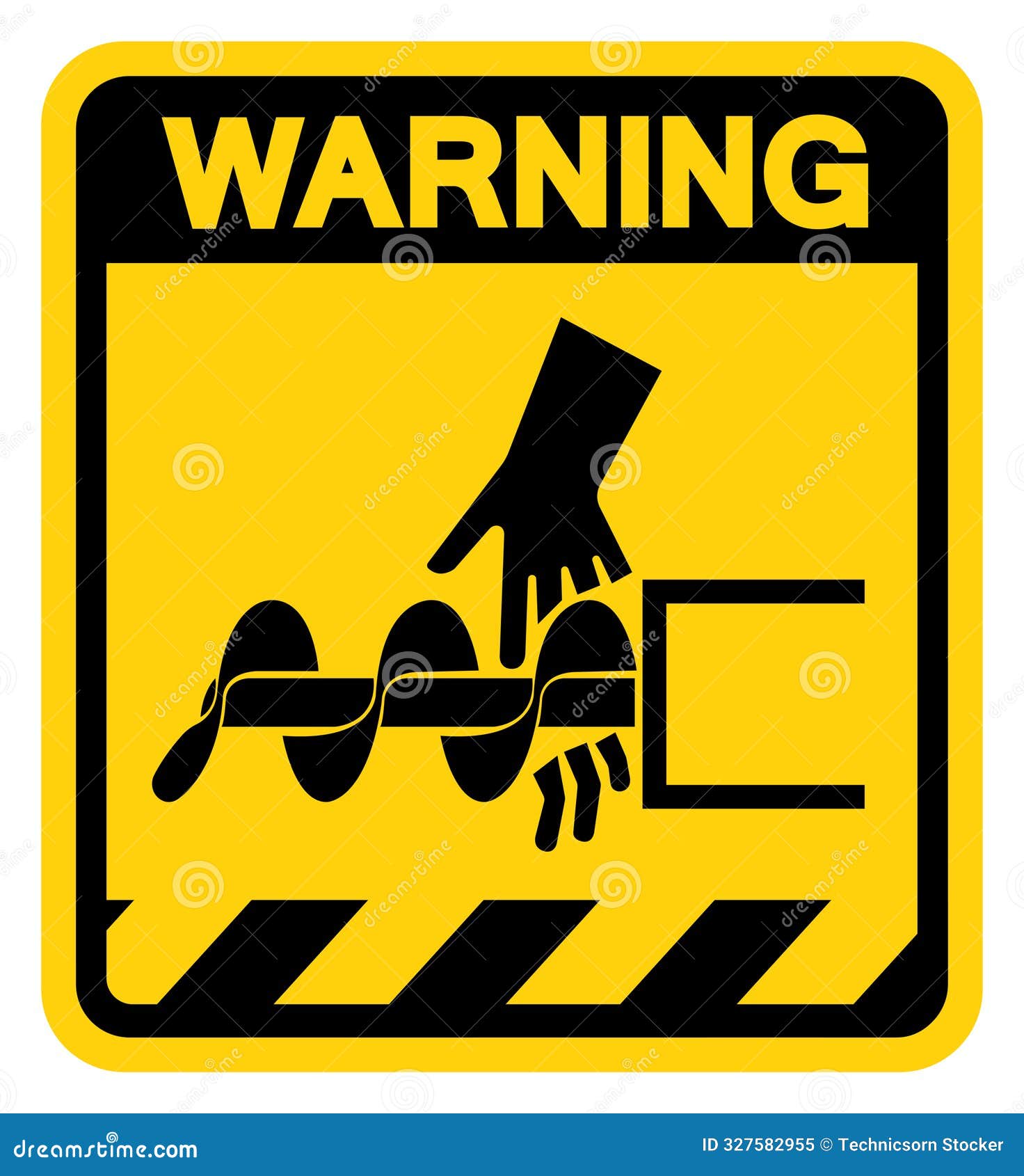 Cutting of Fingers or Hand Auger Warning Sign, Vector Illustration ...