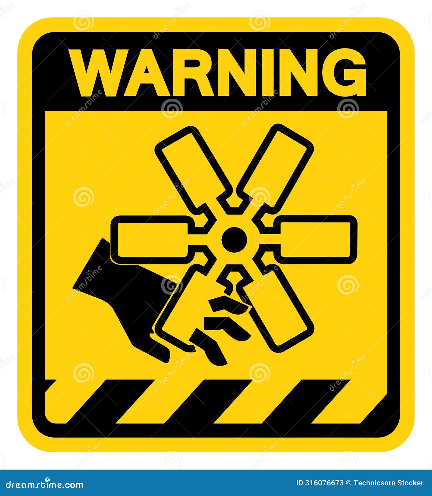 Cutting of Fingers or Hand Engine Fan Warning Sign, Vector Illustration ...