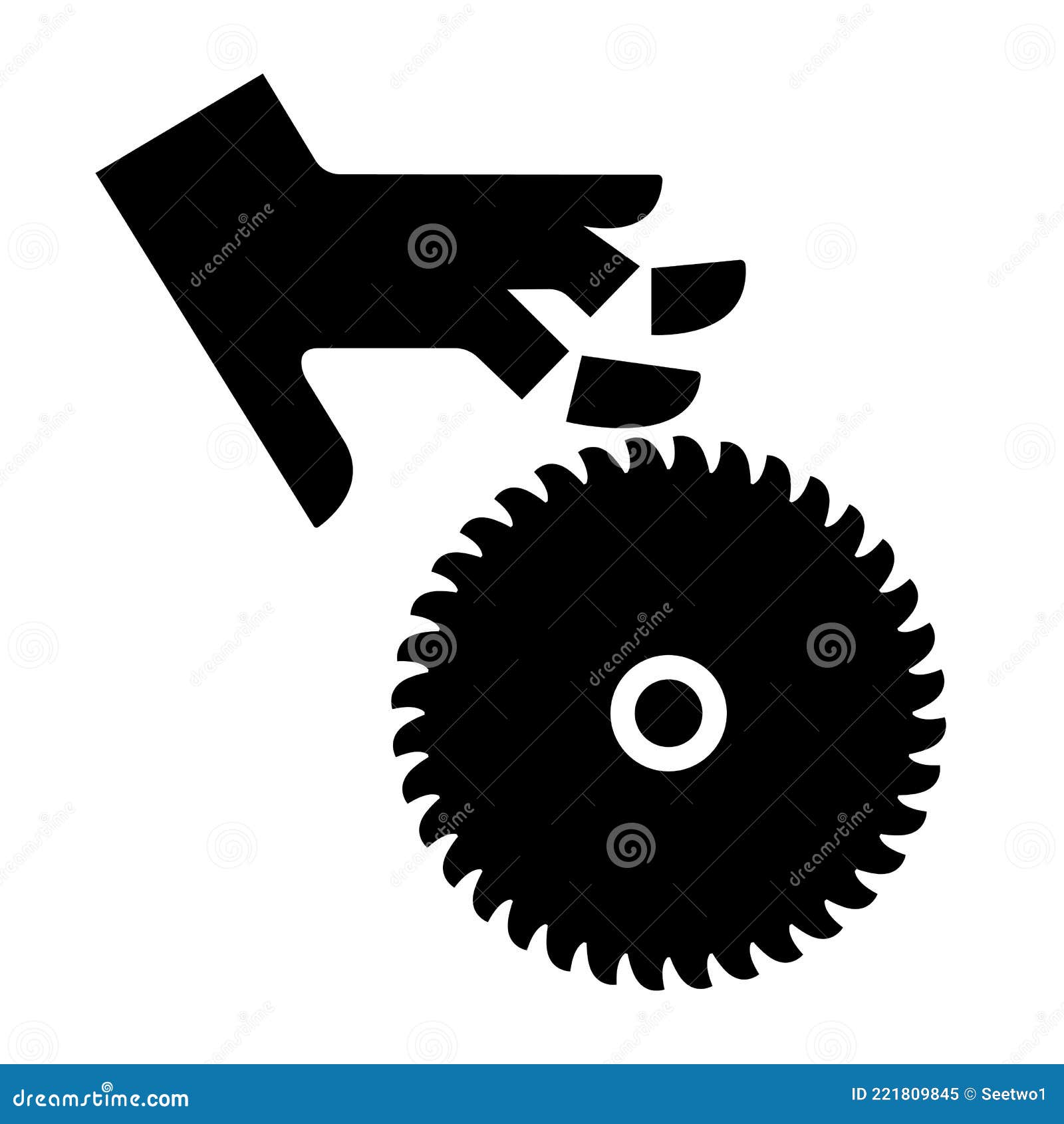 Cutting of Fingers or Hand Rotating Blade Symbol Sign Isolate on White ...