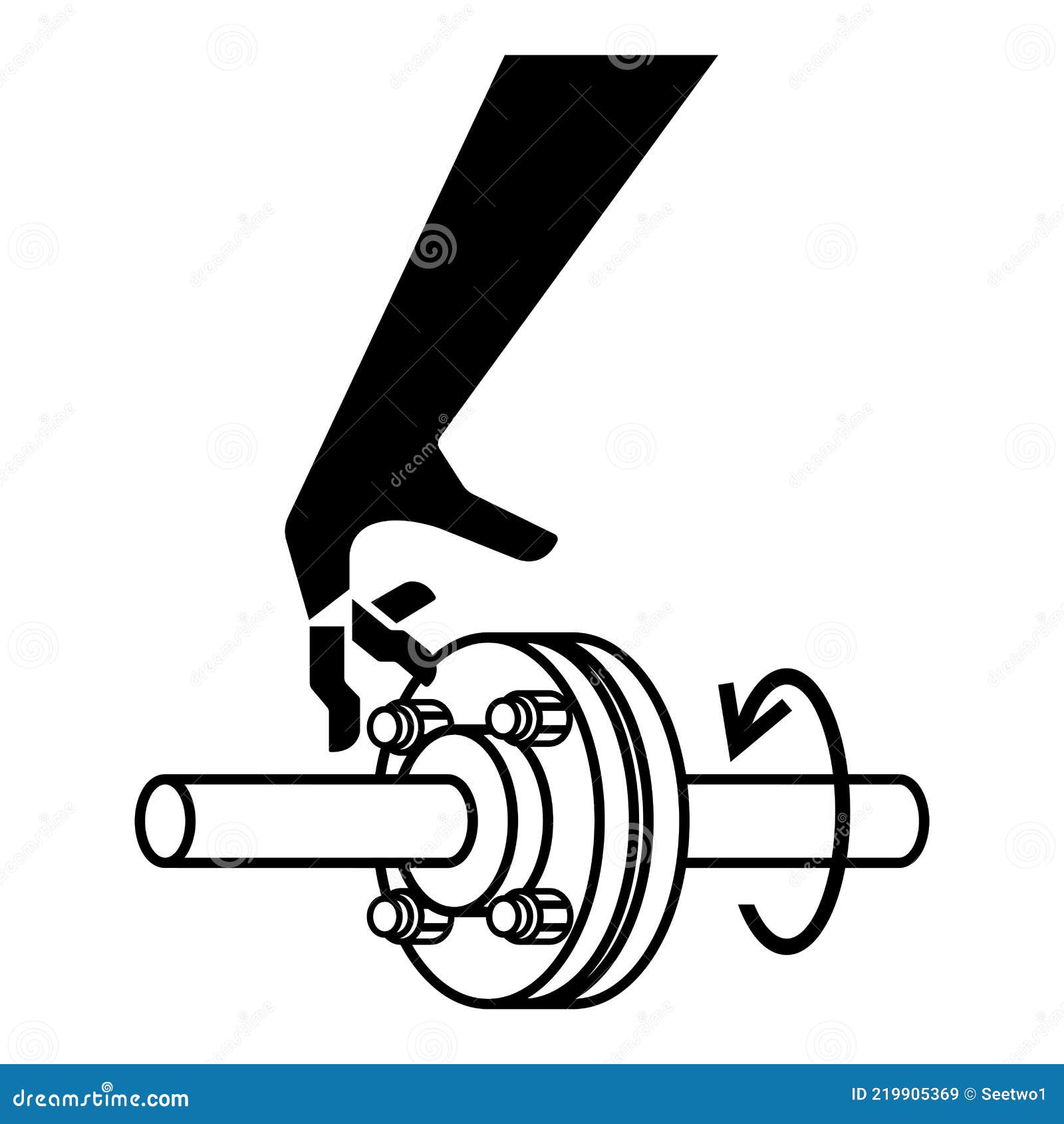 Cutting of Fingers Rotating Shaft Symbol Sign Isolate on White ...