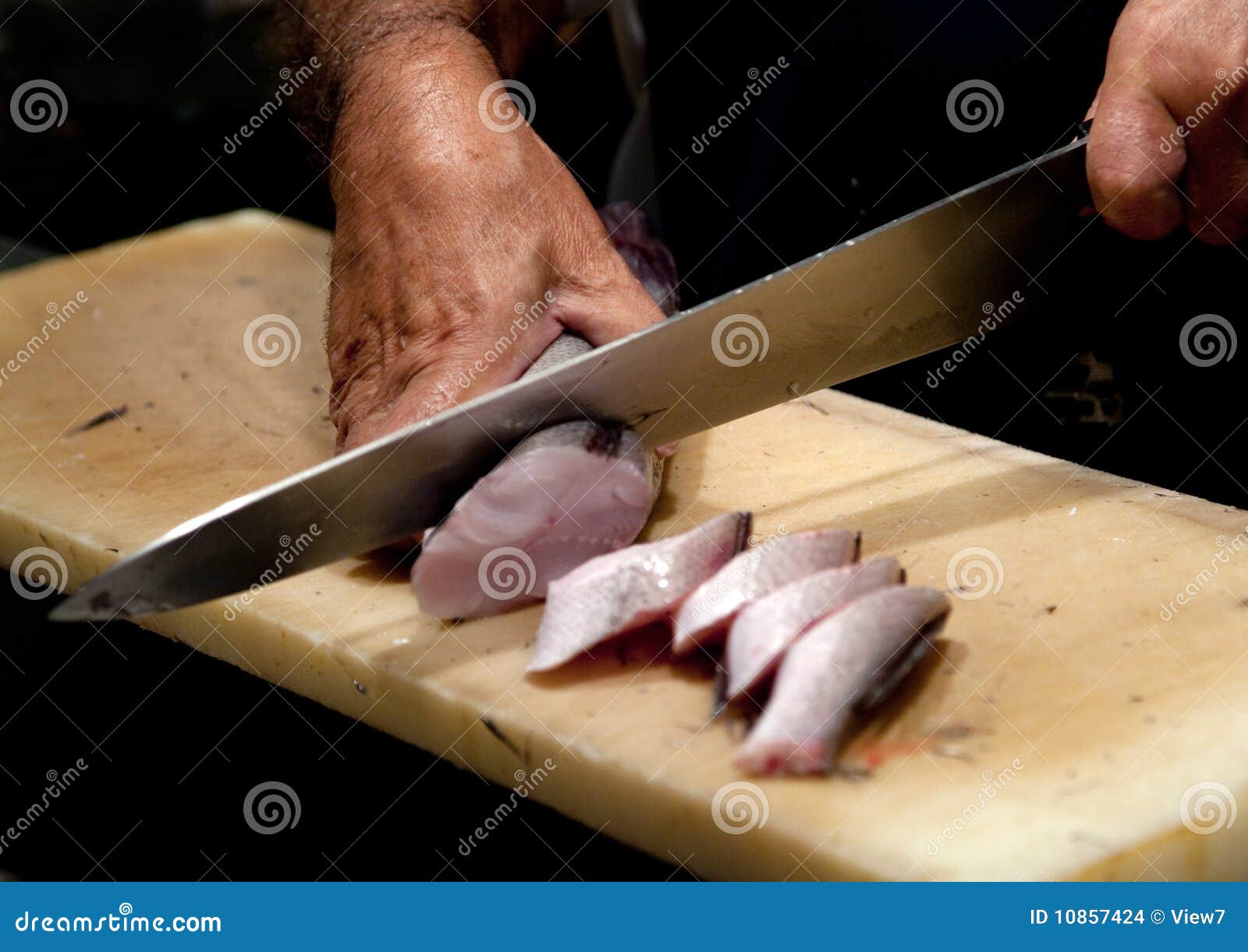 Cutting fish stock photo. Image of food, catch, hand - 10857424