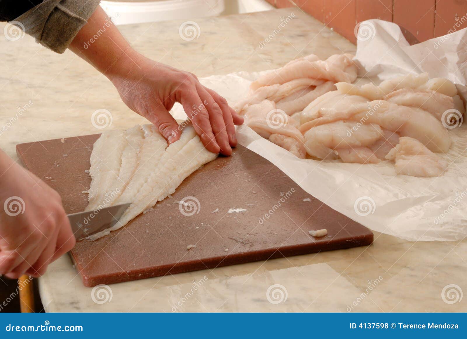 Cutting fish stock photo. Image of salmon, gourmet, ingredient - 4137598
