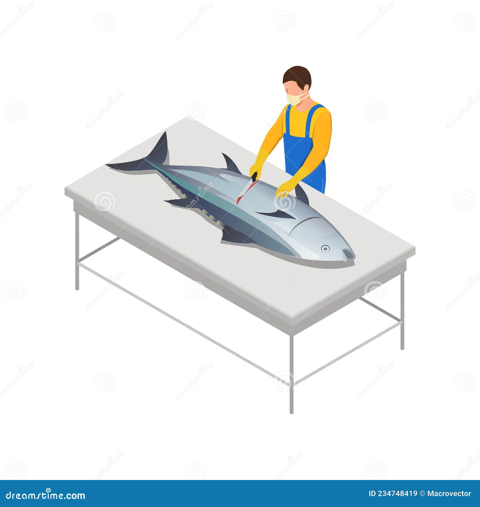 Cutting Fish Isometric Composition Stock Vector - Illustration of ...