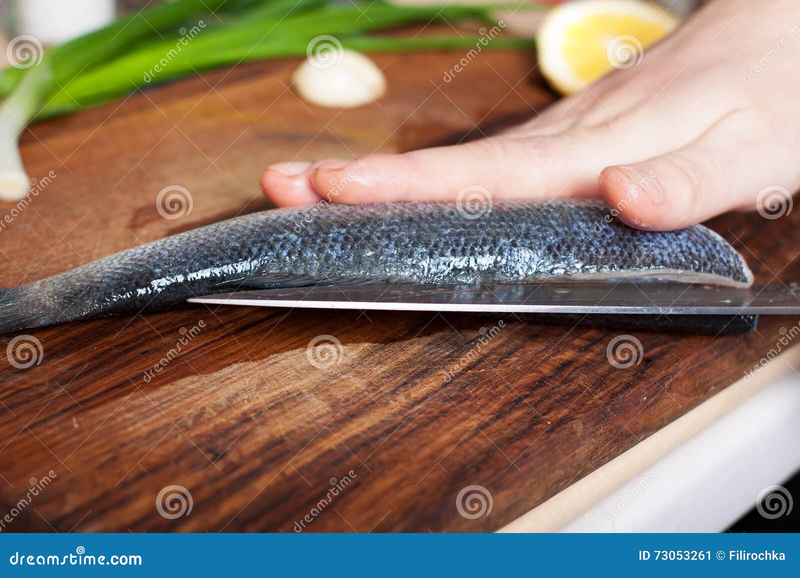 Cutting fish stock image. Image of nutrition, healthy - 73053261