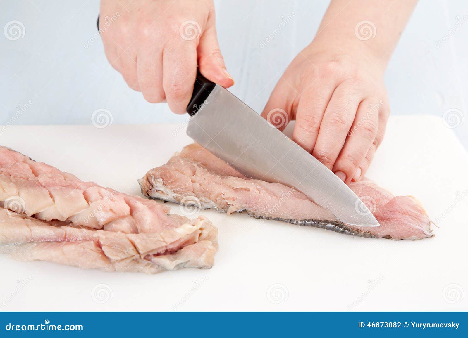 Cutting fish stock photo. Image of healthy, preparation - 46873082