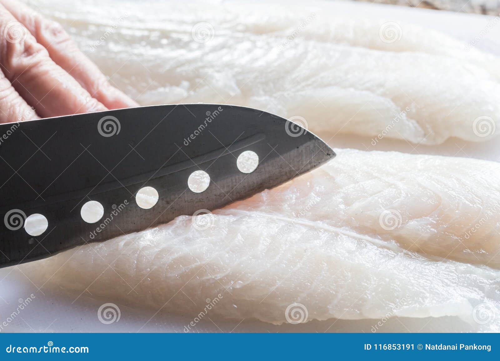 Cutting Fish on White Cutting Board Stock Image - Image of seafood ...