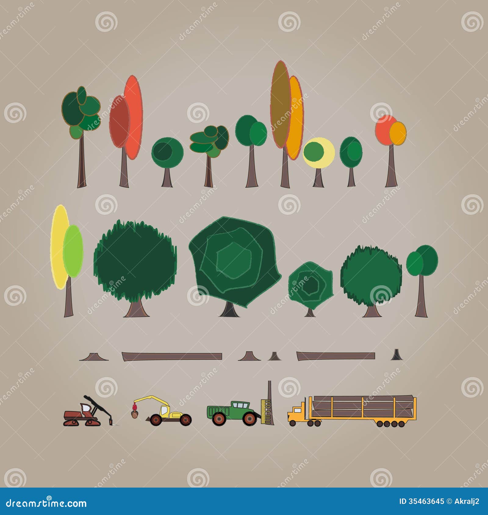Cutting the Forest Elements Stock Vector - Illustration of outdoor ...