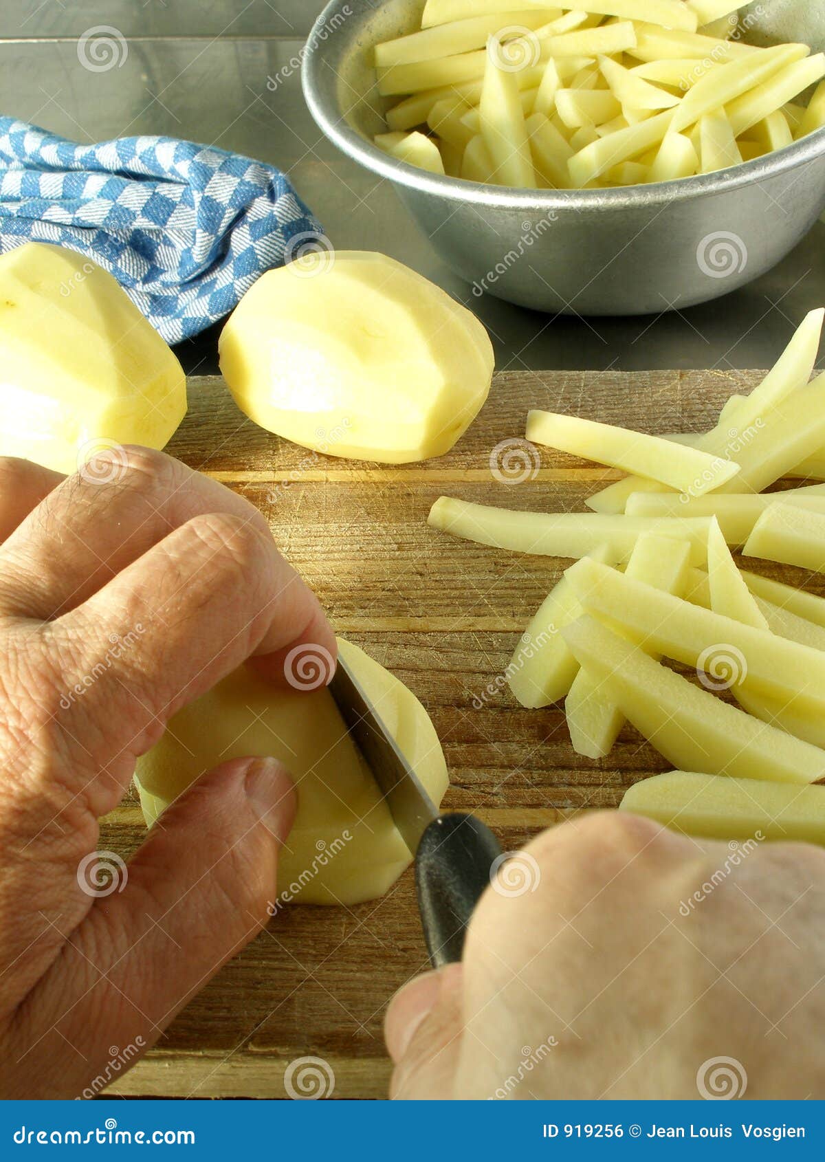 Cutting French fries stock photo. Image of cutting, cooking - 919256