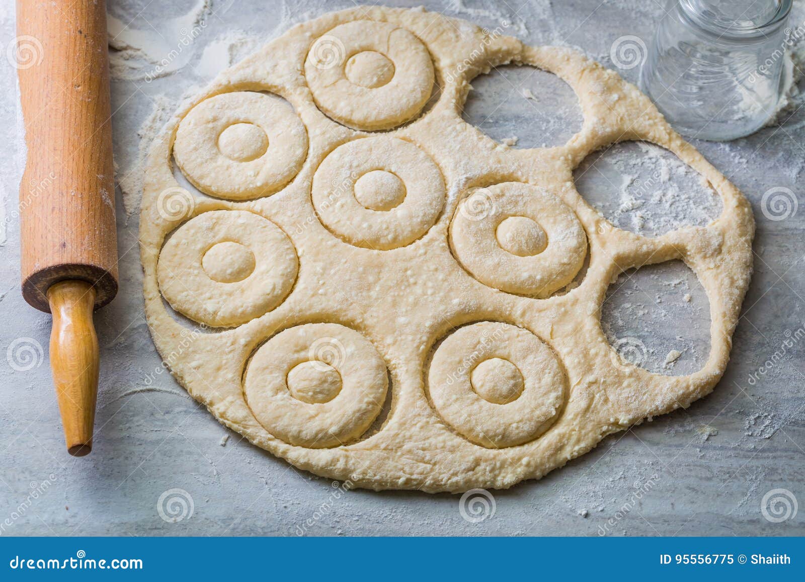 Cutting from Fresh Dough Delicious and Traditionally Donuts Stock Image ...