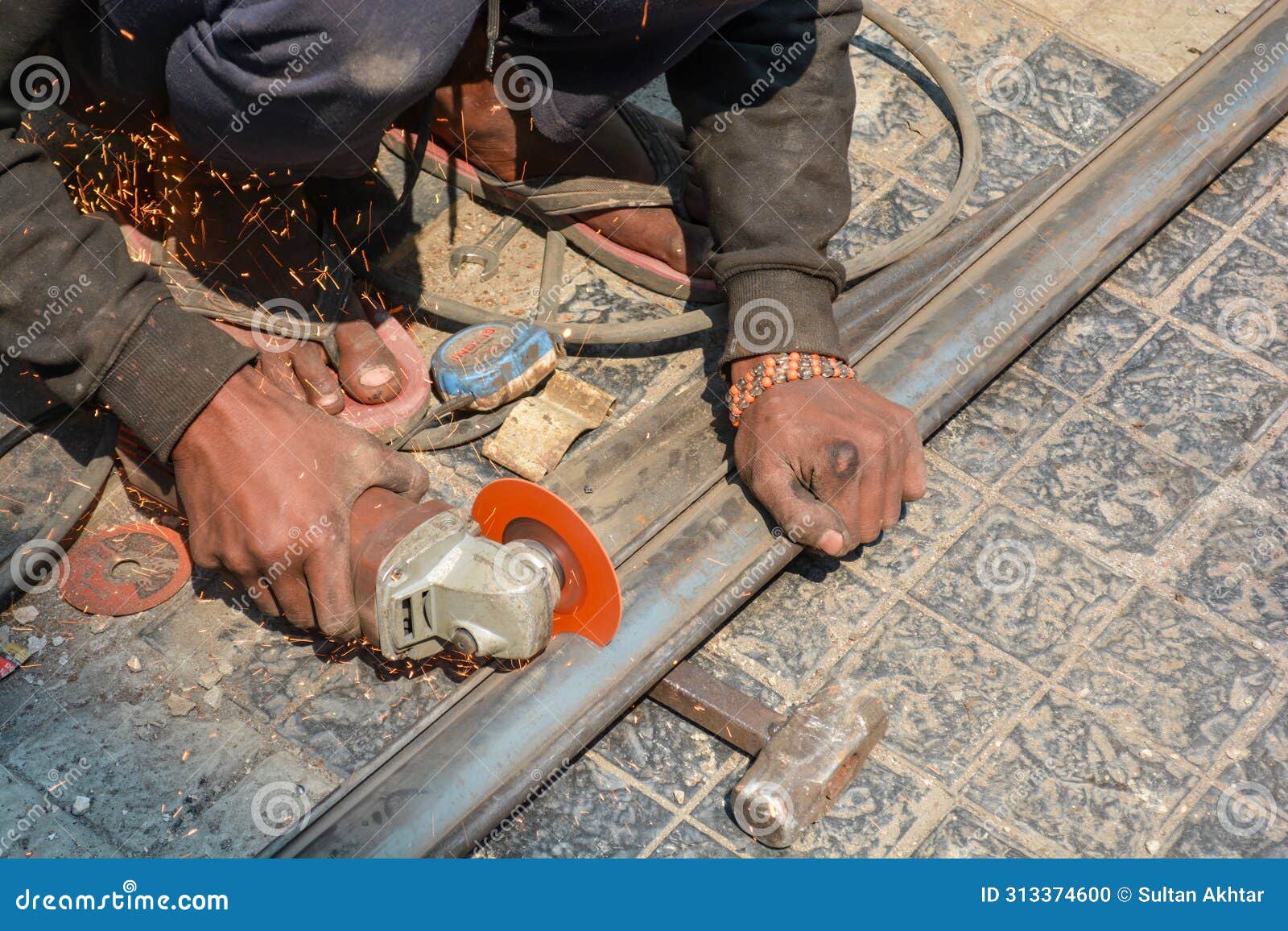 Cutting of Galvanized Iron Rolling Shutter Strip Stock Photo - Image of ...