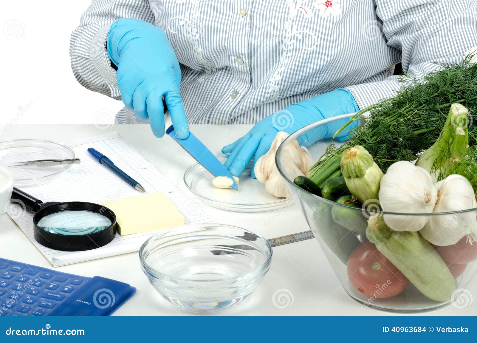 Cutting a Garlic Clove in Phytocontrol Laboratory Stock Photo - Image ...