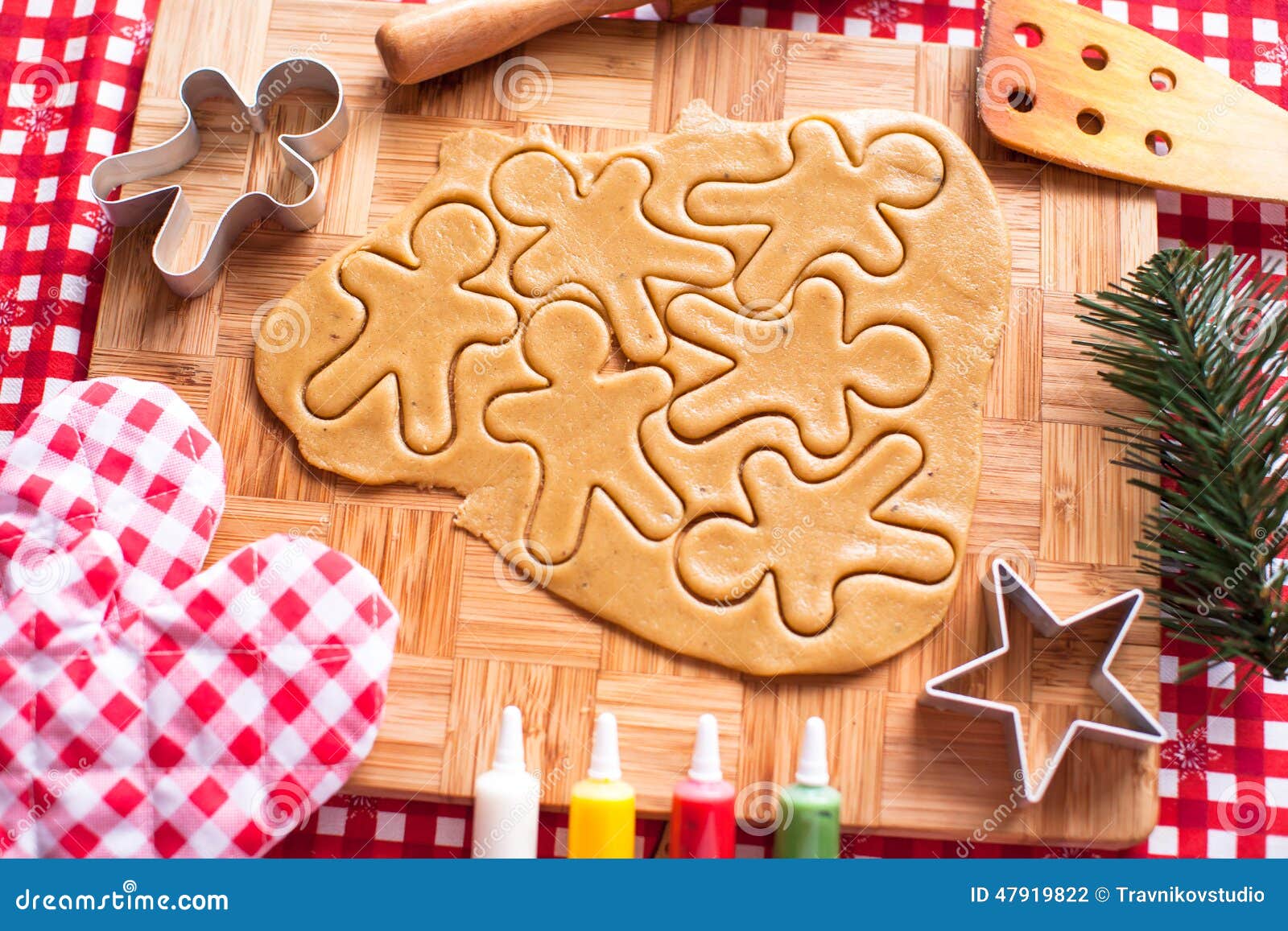 Cutting Gingerbread Cookie Dough for Christmas Stock Photo - Image of ...
