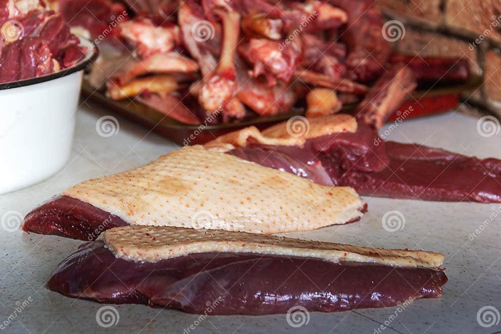 Cutting goose carcass stock image. Image of ingredient - 211023315