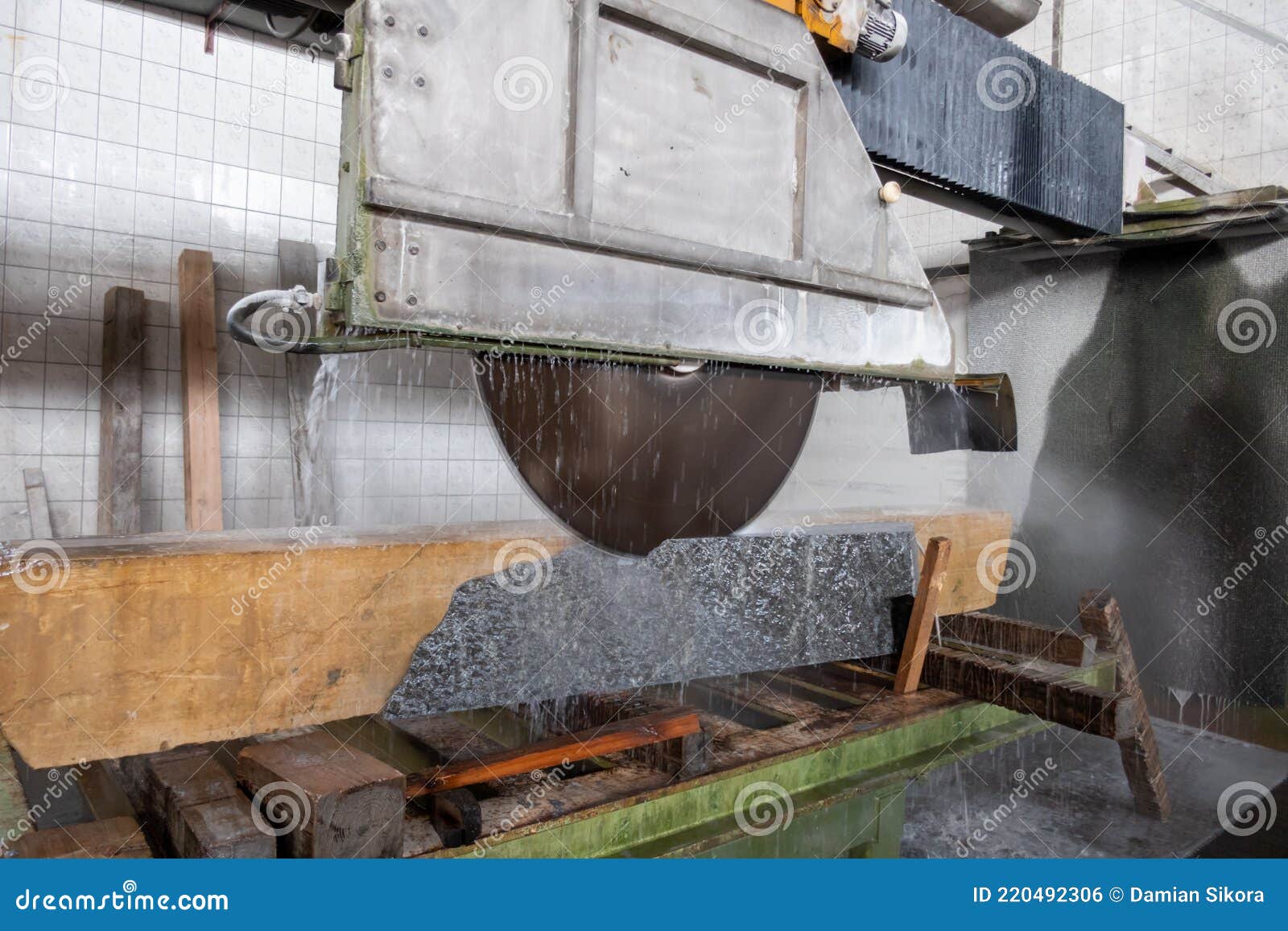 Cutting granite stone stock photo. Image of blade, equipment - 220492306