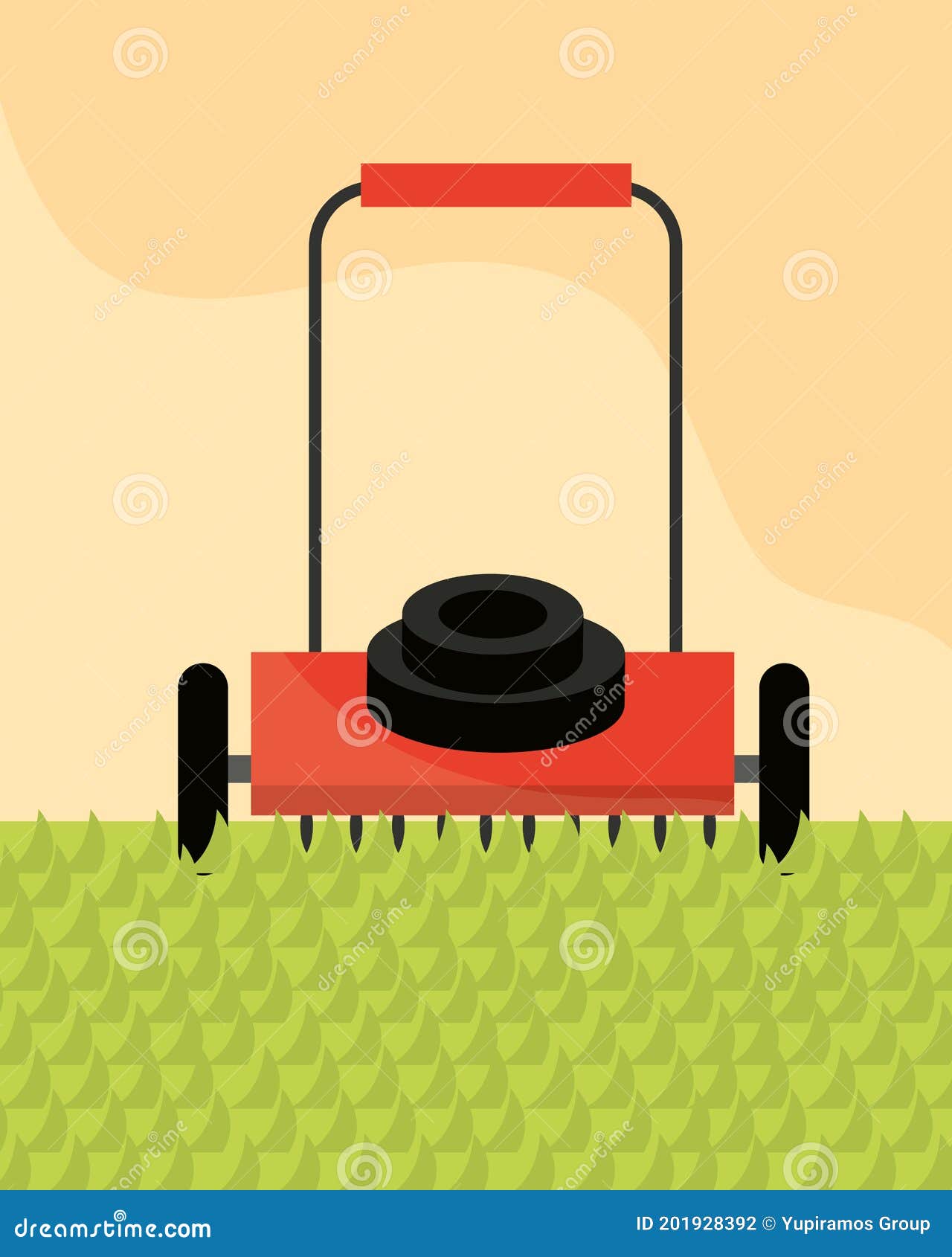 Cutting Grass with Lawn Mower Gardening Stock Vector - Illustration of ...