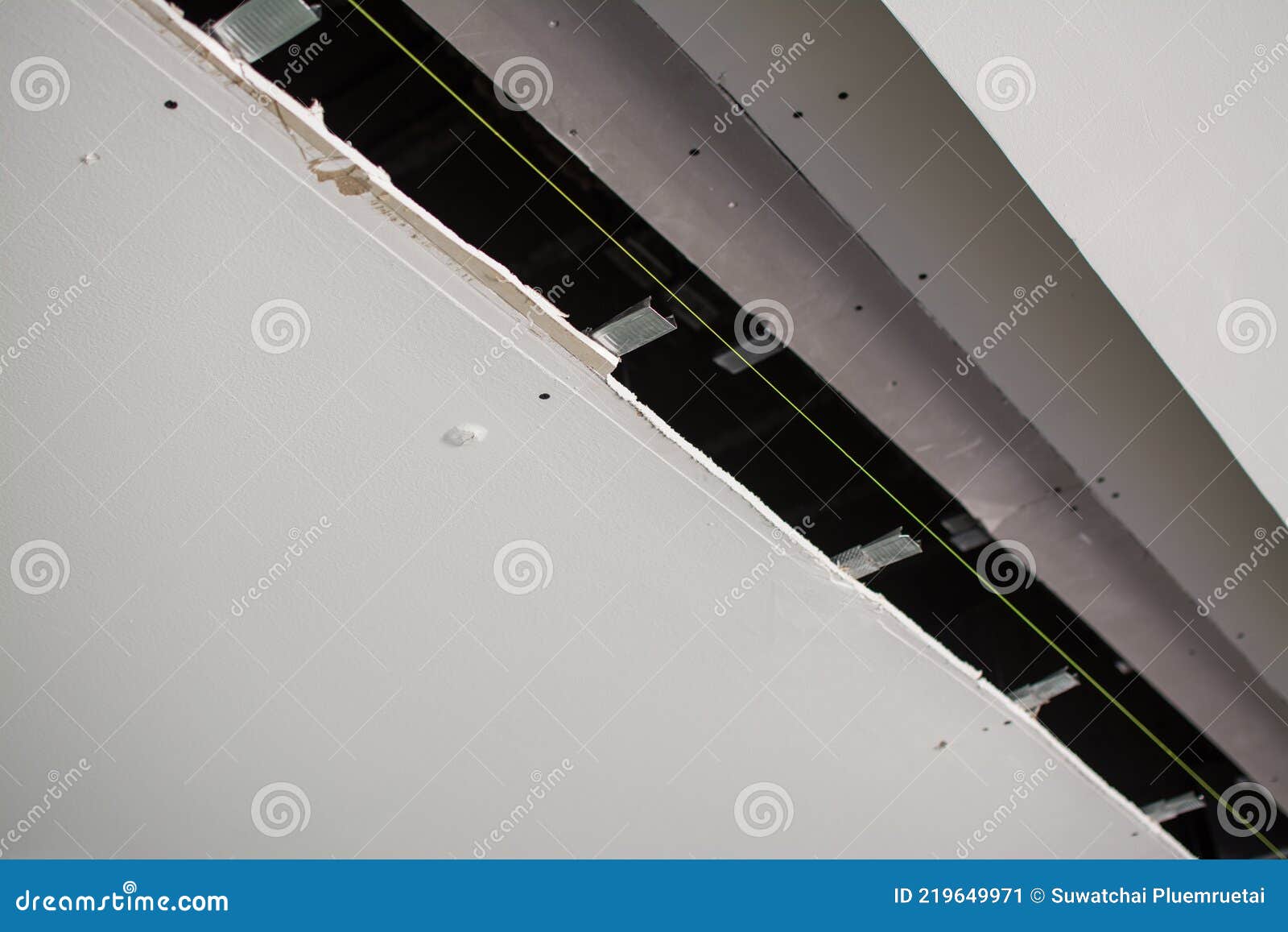 Cutting Gypsum Ceiling Plasterboard Stock Image - Image of accurate ...