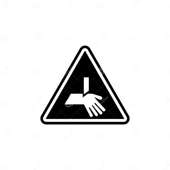 Cutting Hand Straight Blade Sign Icon Set. Warning for Risks of Cuts ...