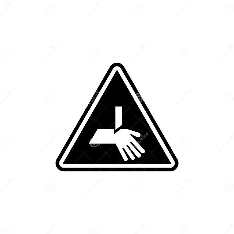 Cutting Hand Straight Blade Sign Icon Set. Warning for Risks of Cuts ...