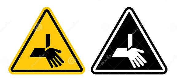 Cutting Hand Straight Blade Sign Icon Set. Warning for Risks of Cuts ...