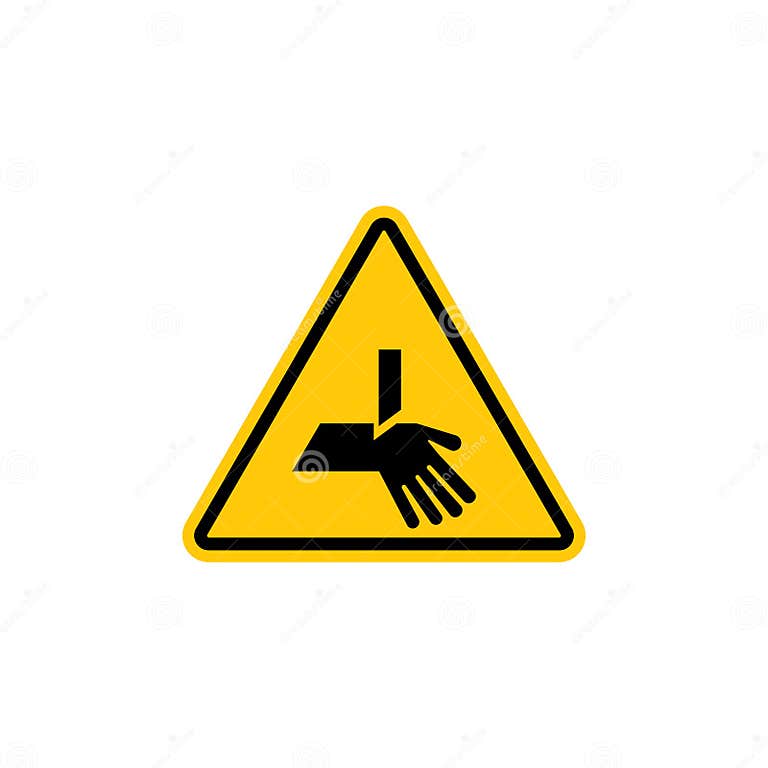 Cutting Hand Straight Blade Sign Icon Set. Warning for Risks of Cuts ...