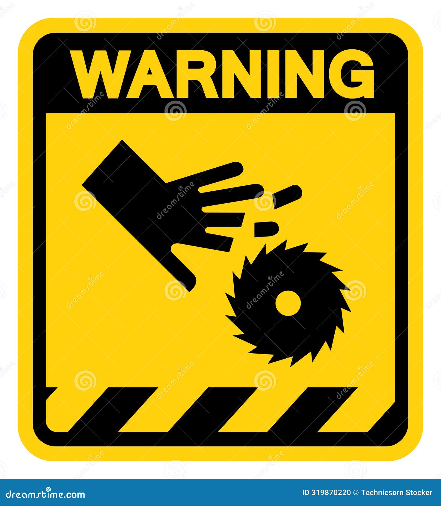 Cutting Hand Warning Sign, Vector Illustration, Isolate on White ...