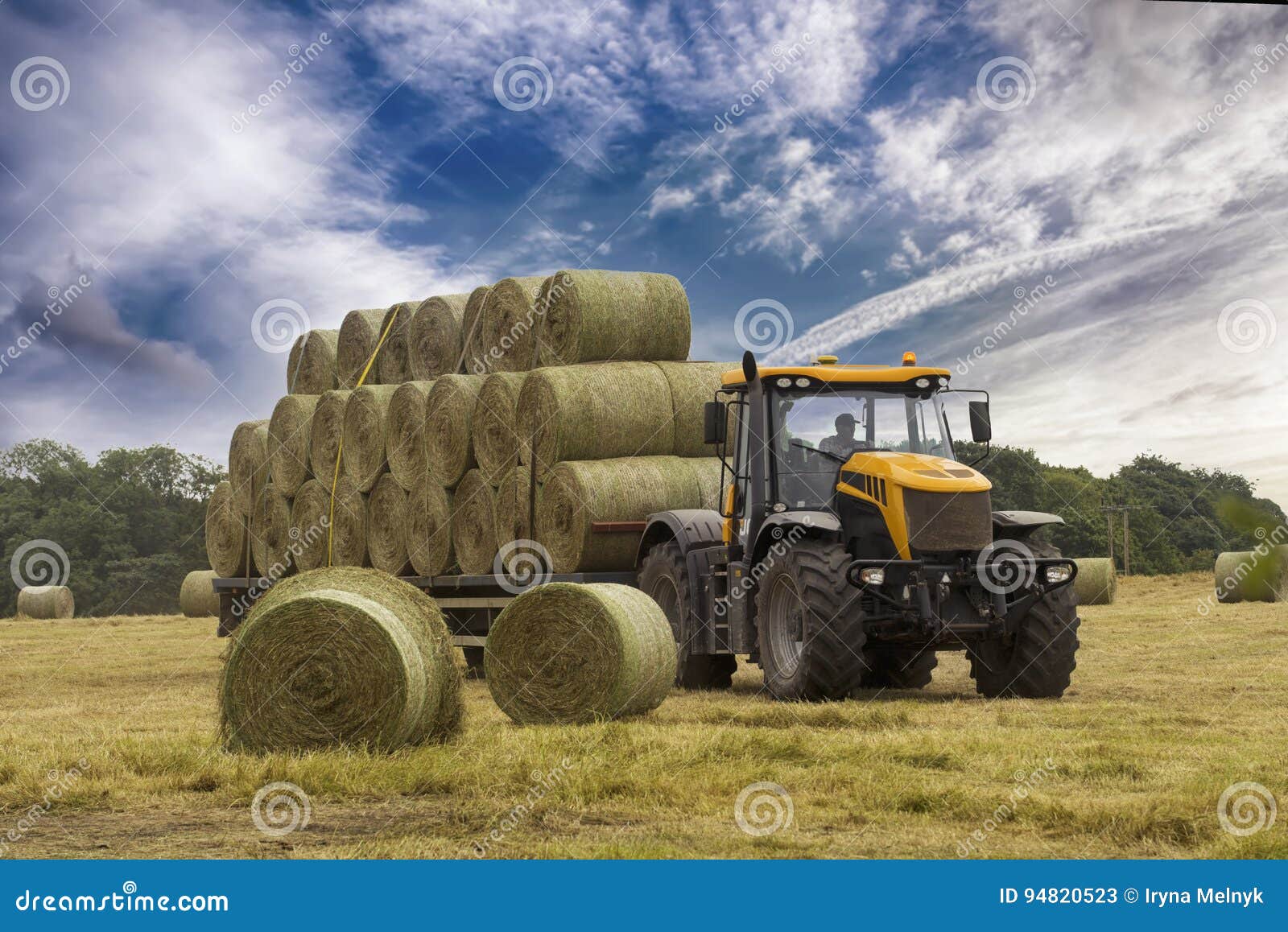 Cutting hay the tractor stock image. Image of rural, season - 94820523