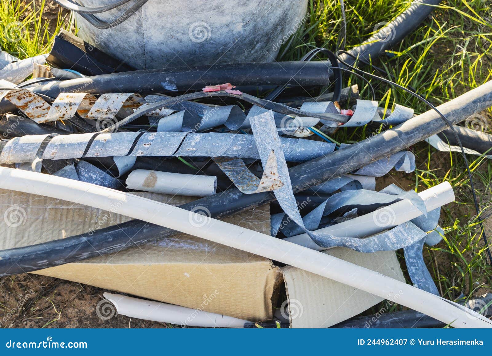 Cutting High Voltage Cable. Remaining Materials after Connecting the ...