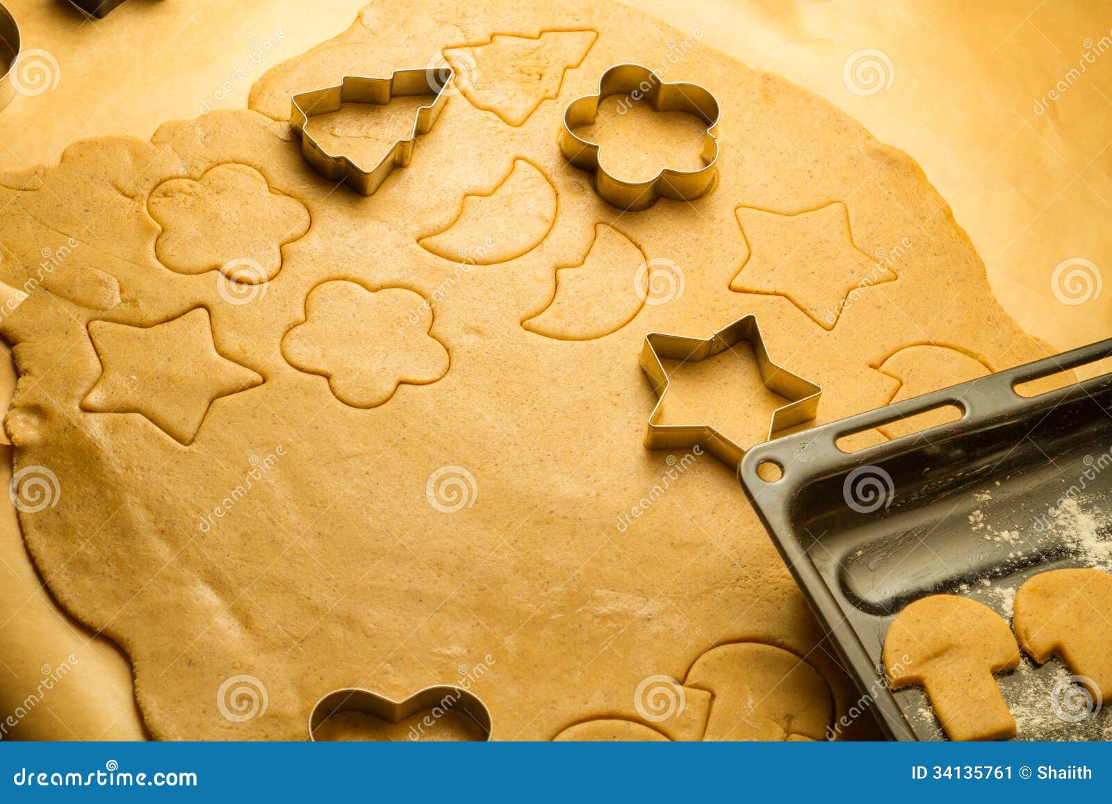 Cutting of Homemade Gingerbread Cookies Stock Image - Image of dessert ...