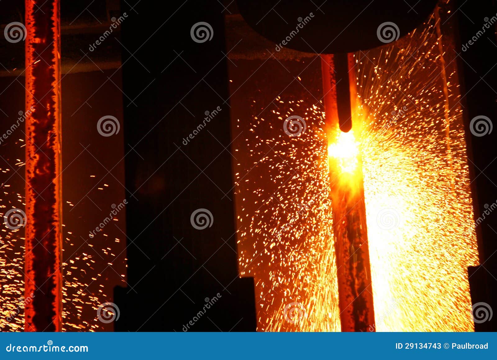 Cutting hot steel. stock image. Image of energy, cutter - 29134743