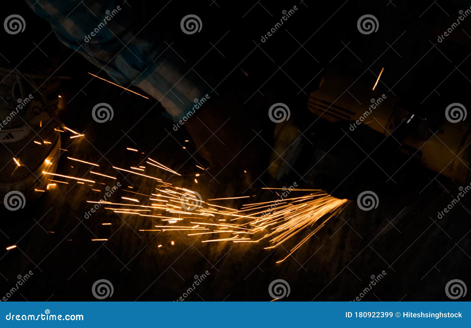 Cutting Iron with Angle Grinder Stock Image - Image of equipment ...
