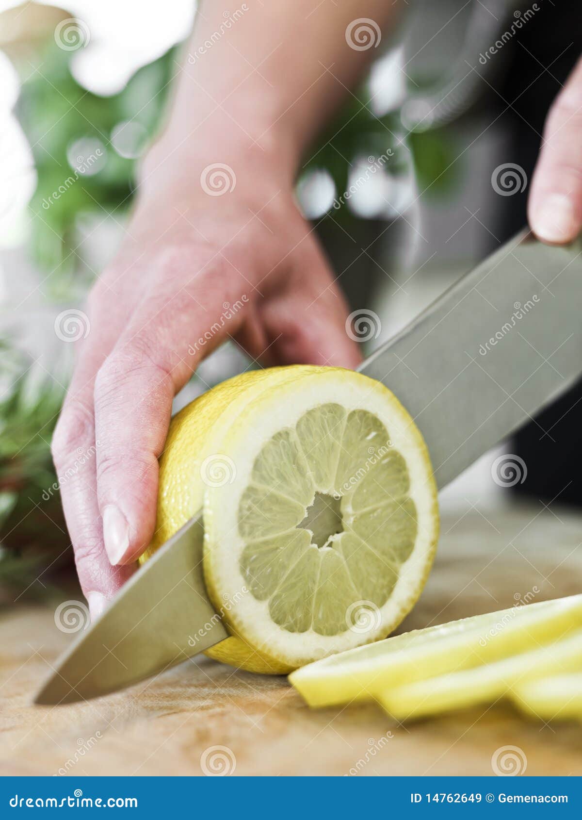 Cutting Lemon stock image. Image of healthy, yellow, mediterranean ...