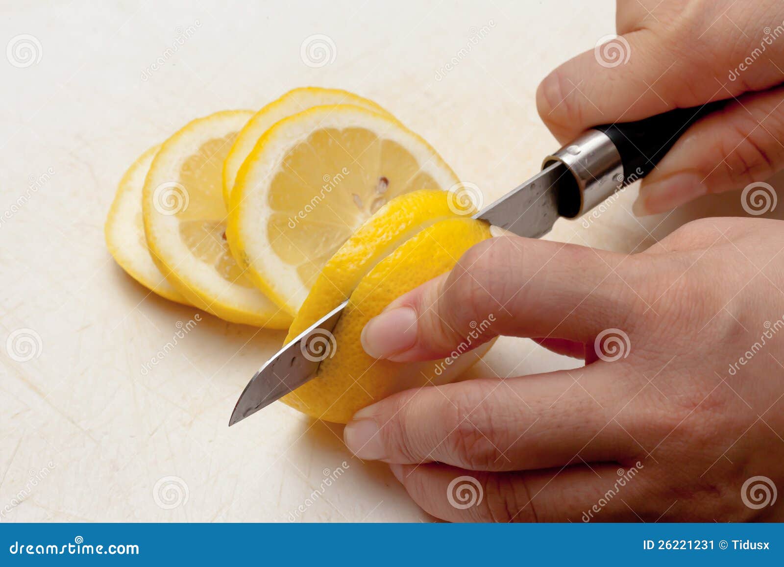 Cutting Lemon stock image. Image of knife, grasp, tine - 26221231