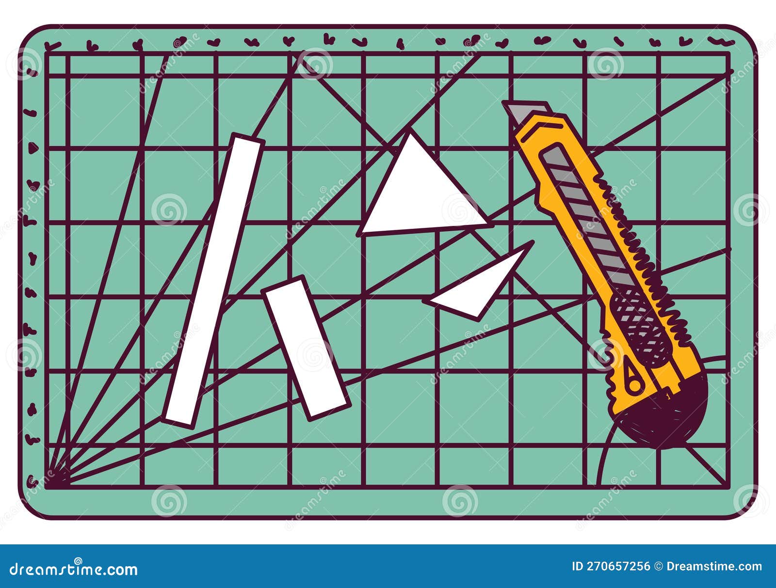 Cutting Mat Dummy Knife Paper Cutters Isolated Objects Stock Vector ...