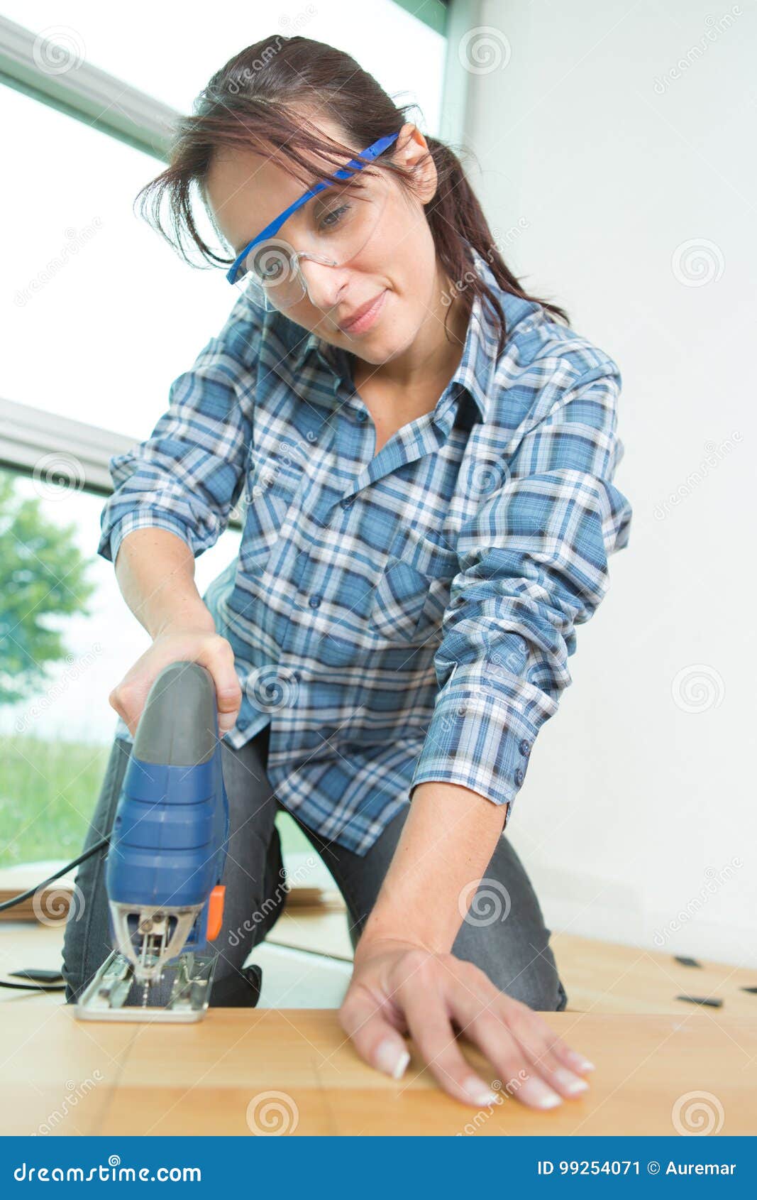 Cutting Material Using Jigsaw Stock Image - Image of installation ...