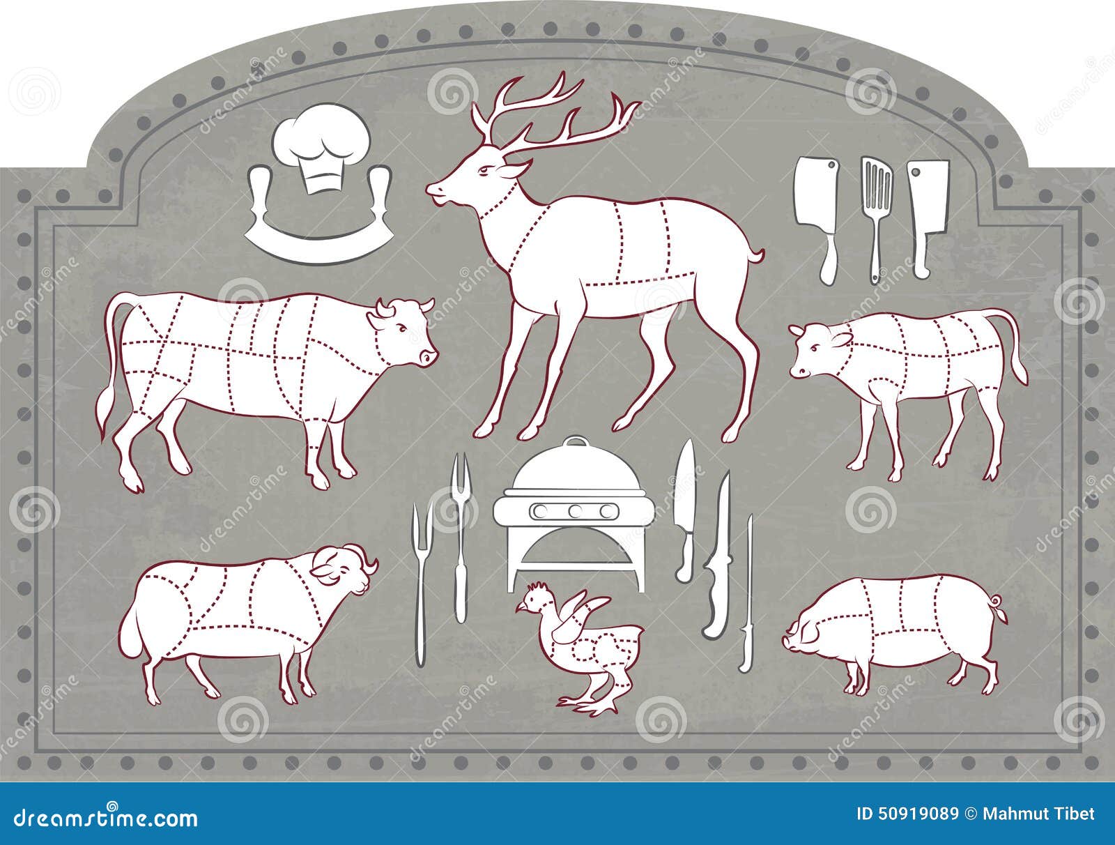 Cow Cutting Meat Pixel Art. 8 Bit Butcher Manual Butchering Beef ...