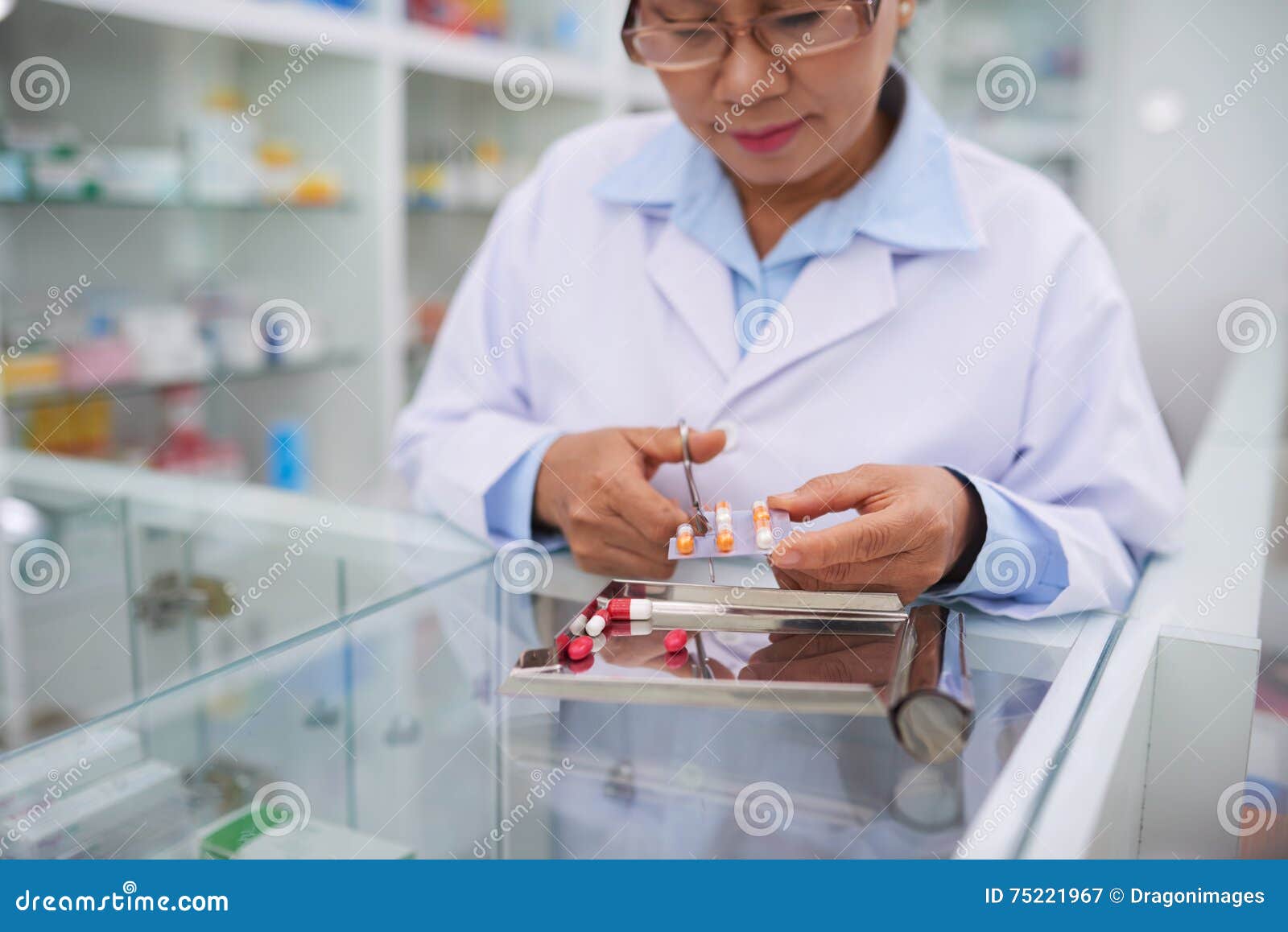 Cutting medication package stock image. Image of counter - 75221967