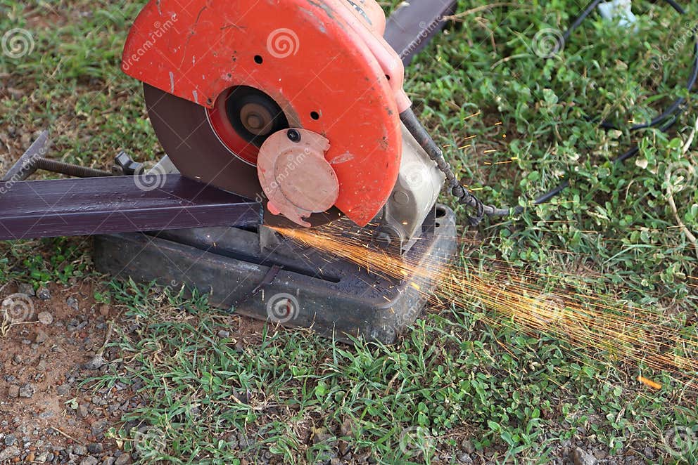 Cutting Metal and Spark with Cutting Machine Stock Photo - Image of ...