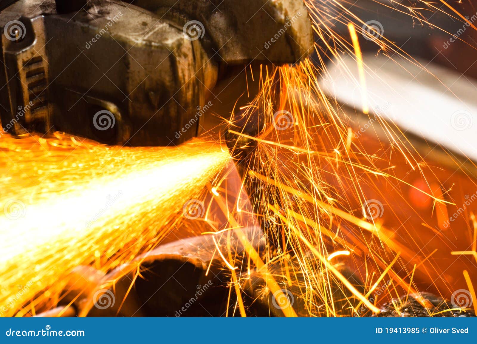 Cutting metal with sparks stock image. Image of diamond - 19413985