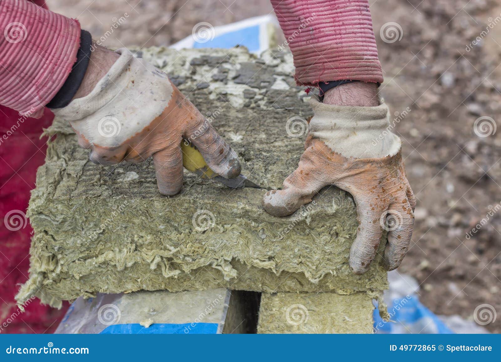 Cutting Mineral Wool Panel with a Craft Knive 3 Stock Image - Image of ...
