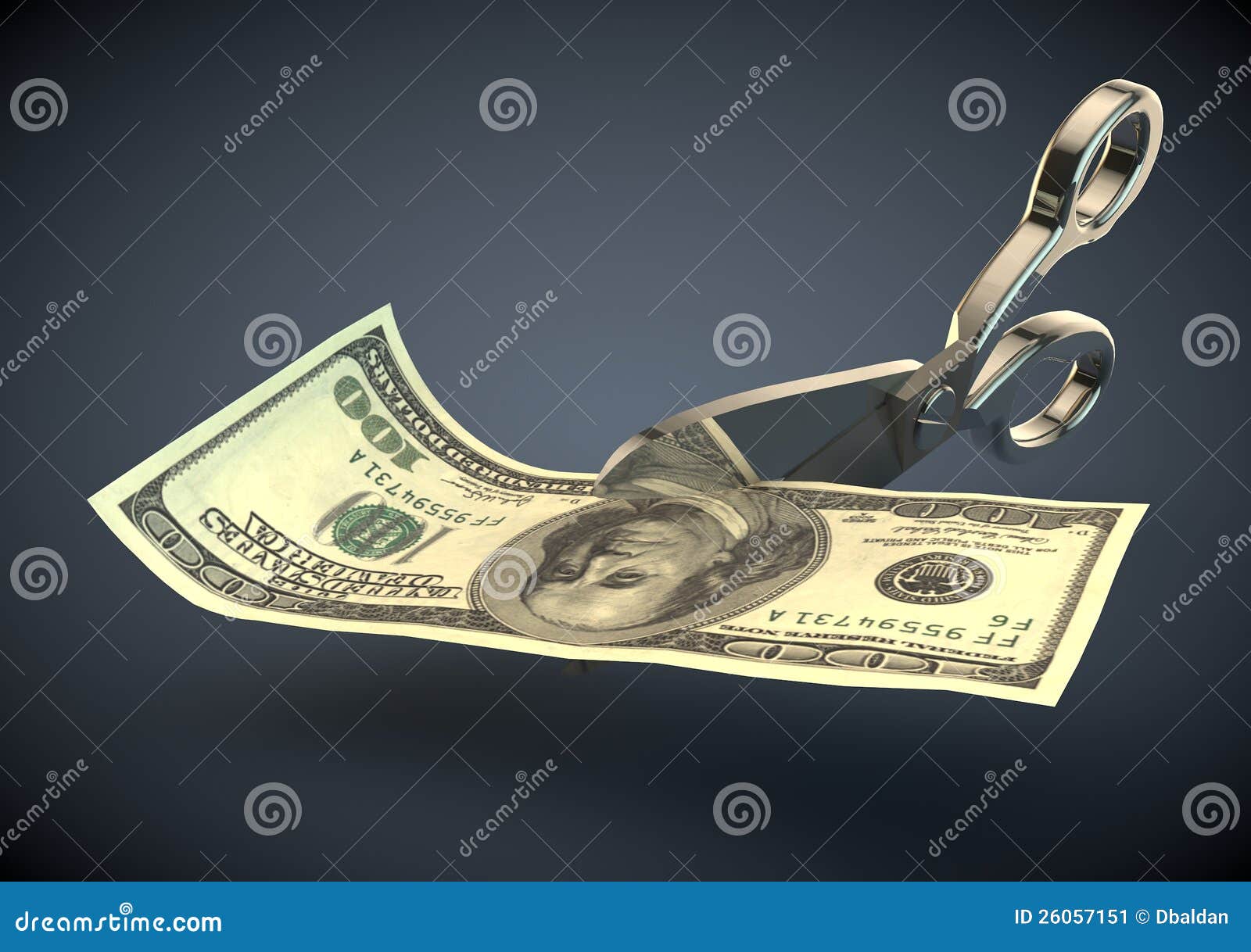 Cutting Dollar Bill Money in Half Stock Illustration - Illustration of ...